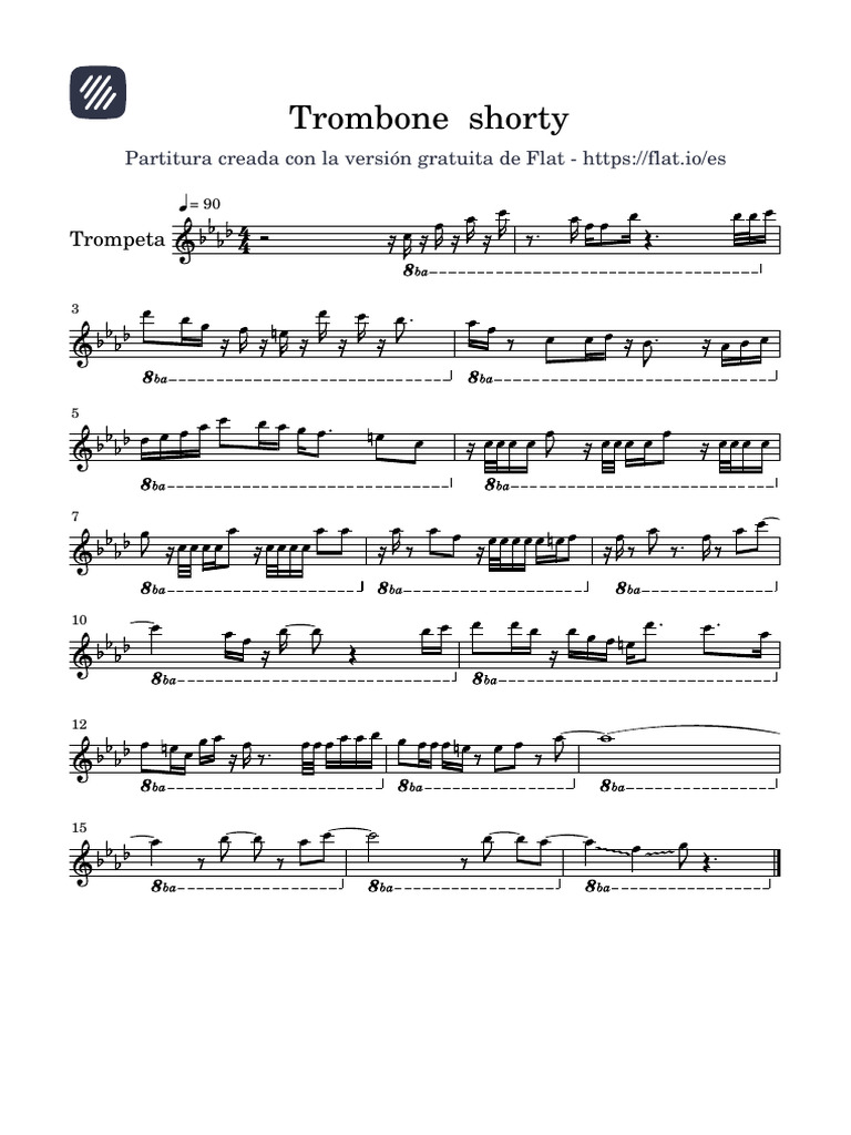 Partitura de Trompeta: Trombone Shorty | PDF