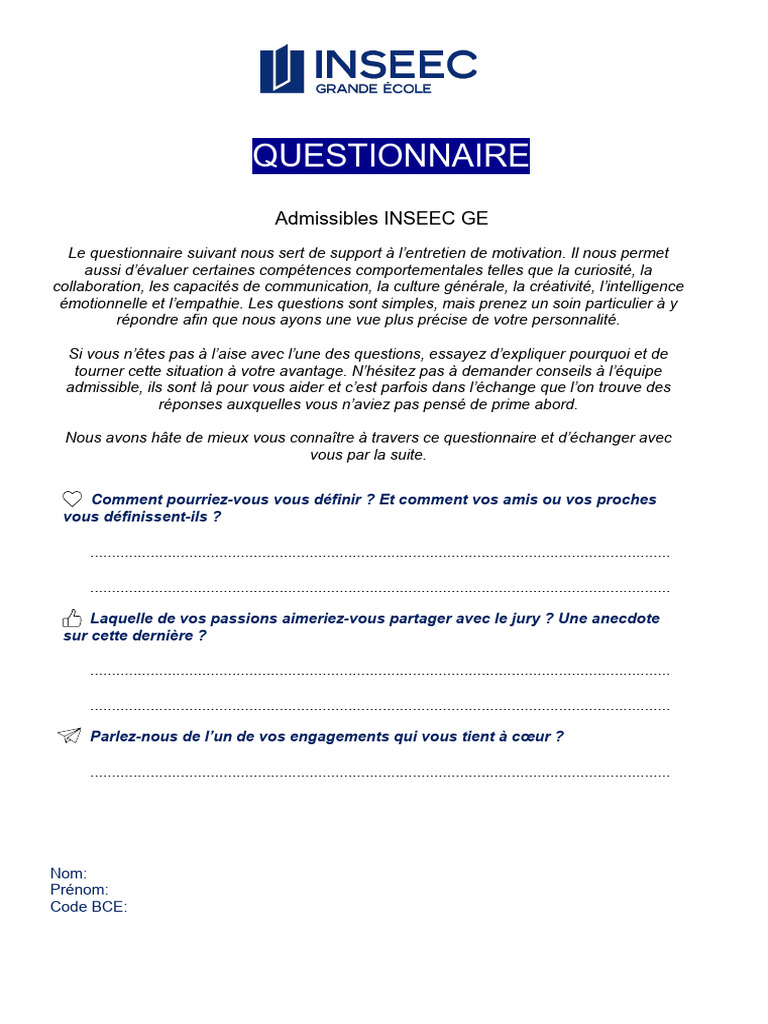 Questionnaire 2021 | PDF | Psychologie | Cognition