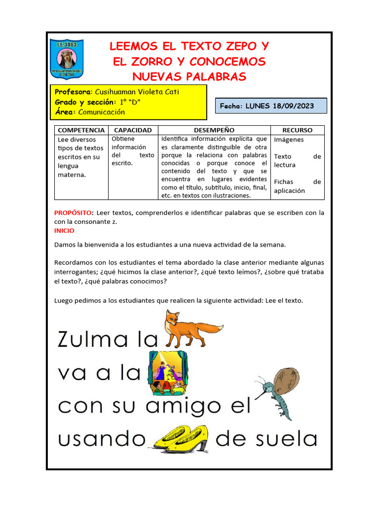 Sesión Zepo y El Zorro | PDF | Evaluación | Cognición