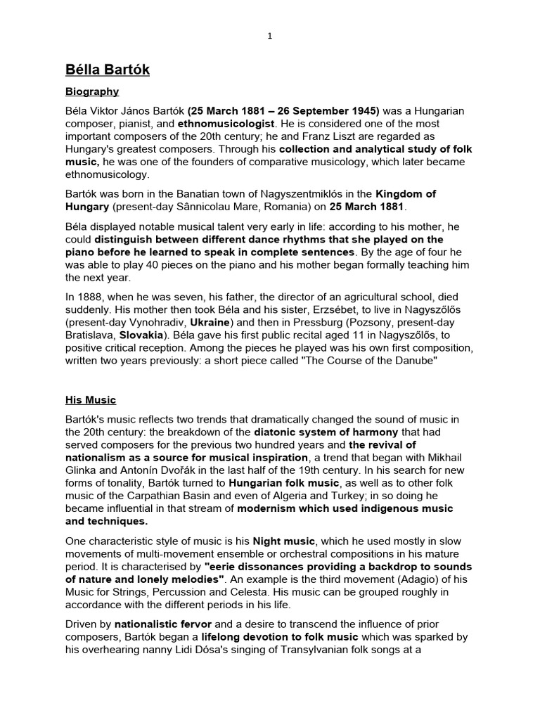 Bartók: A Folk-Inspired Composer | PDF | Musical Forms | Classical Music