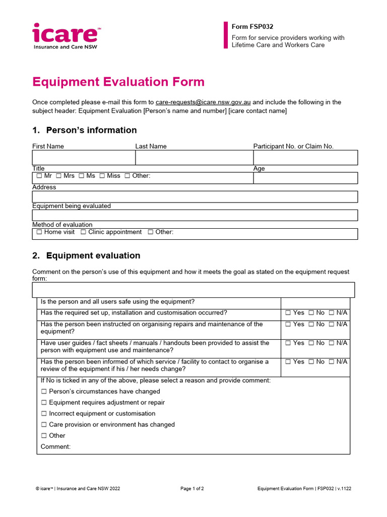 Equipment Evaluation Form | PDF | Career & Growth | Business
