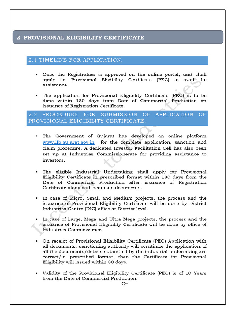 Provisional Eligibility Certificate Guide | PDF | Value Added Tax ...