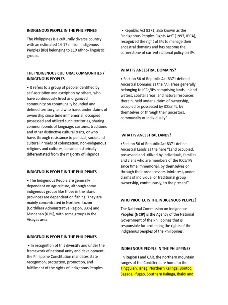 Indigenous People in The Philippines | PDF | Philippines | Ethnic Groups