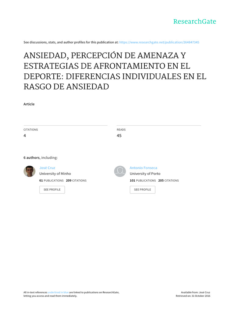 Dias (2011) - Ansiedad, Percepción de Amenaza y Estrategias de ...