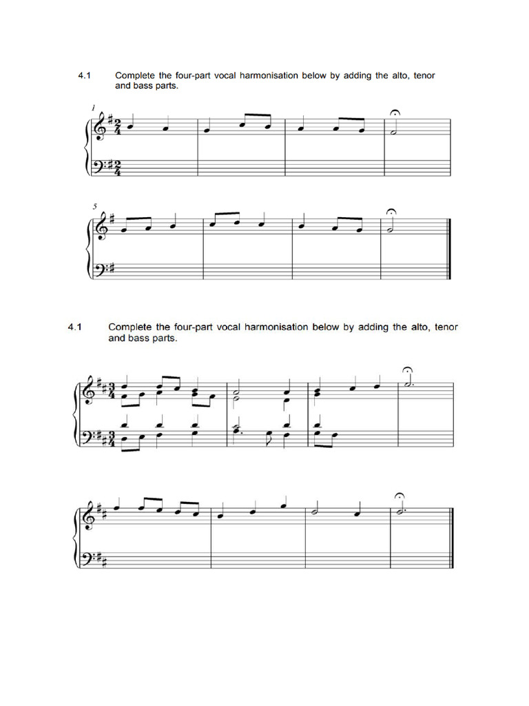 Easy 4 Part Harmony Exercises | PDF