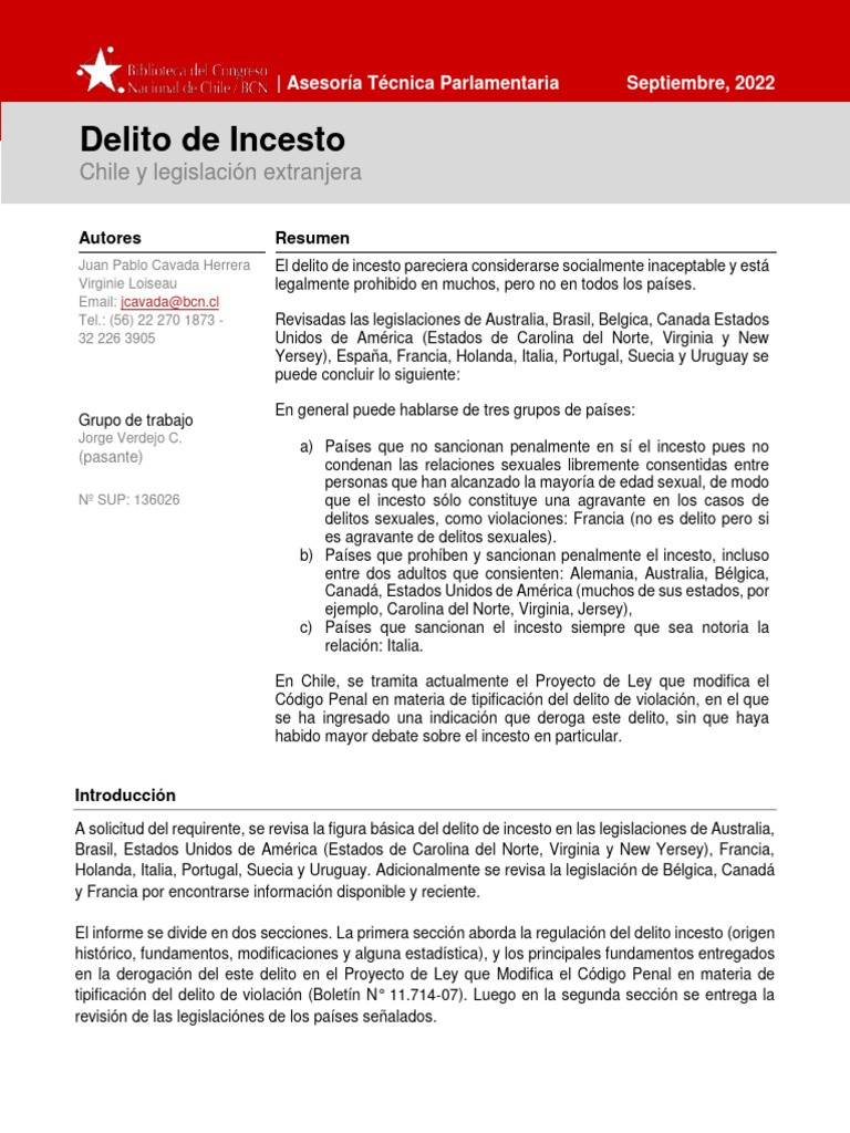 Delito de Incesto Legislacion Extranjera 1ED PA | PDF | Incesto | Violación