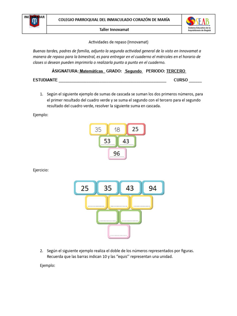 Actividades de Repaso Innovamat 2 | PDF | Matemáticas