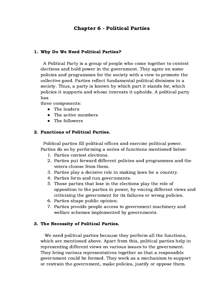 Political Parties: Roles & Reforms | PDF | Politics