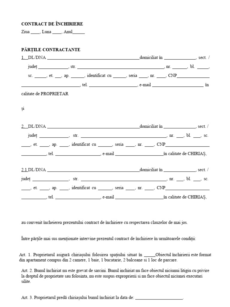 Contract Inchiriere 2023 | PDF