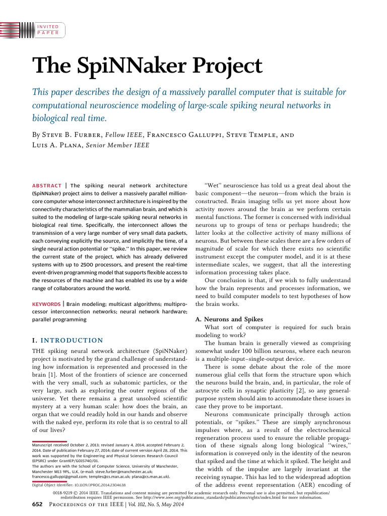 The SpiNNaker Project | PDF | Nervous System | Brain