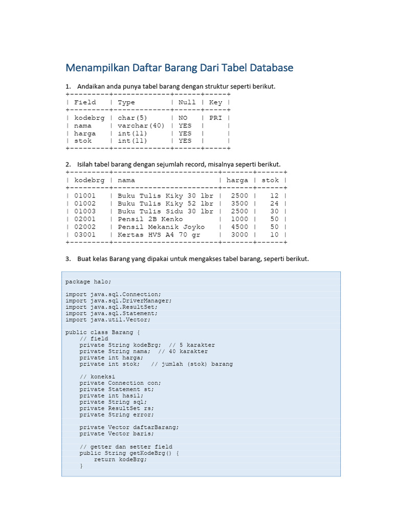 Menampilkan Barang Dari Tabel | PDF | Komputer | Teknologi & Rekayasa
