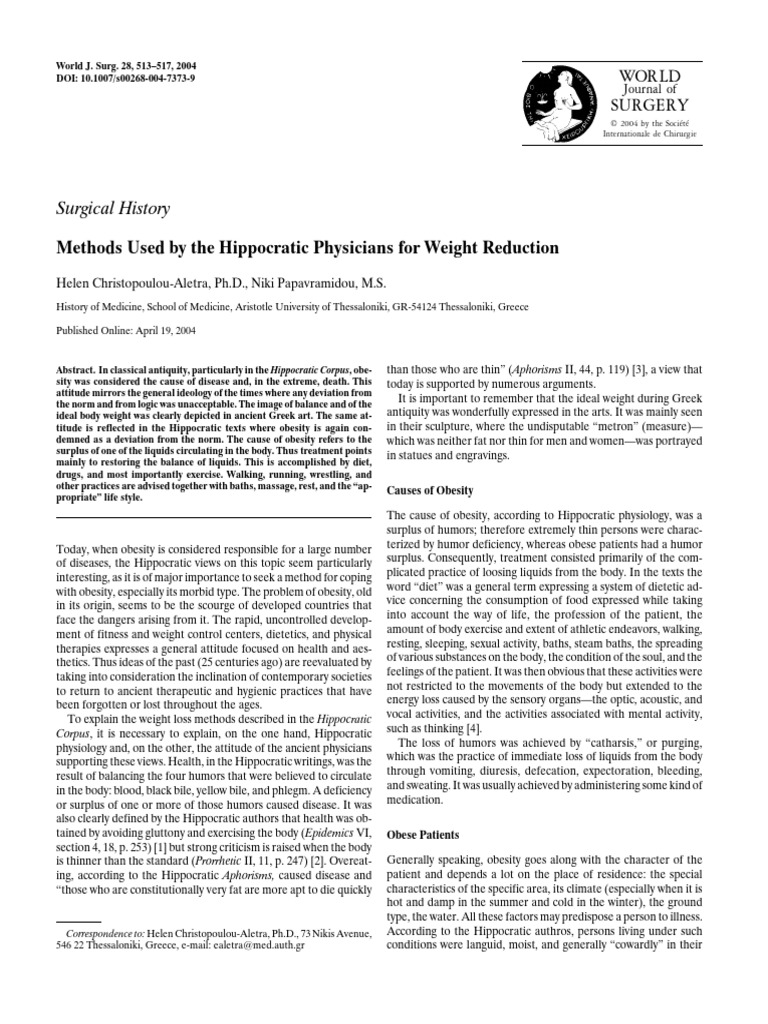 Christopoulou-Aletra 2004 Methods Used by The Hippocratic Physicians ...
