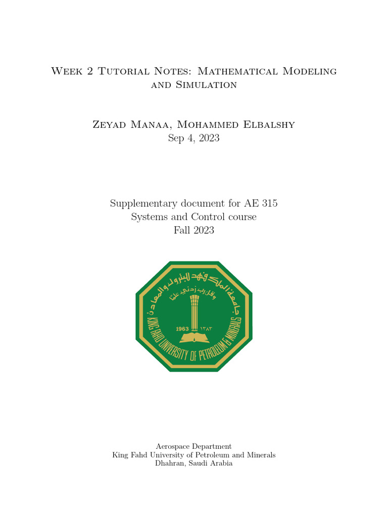 AE 315 Week 2 Tutorial Notes | PDF AE 315 Week 2 Tutorial Notes | PDF