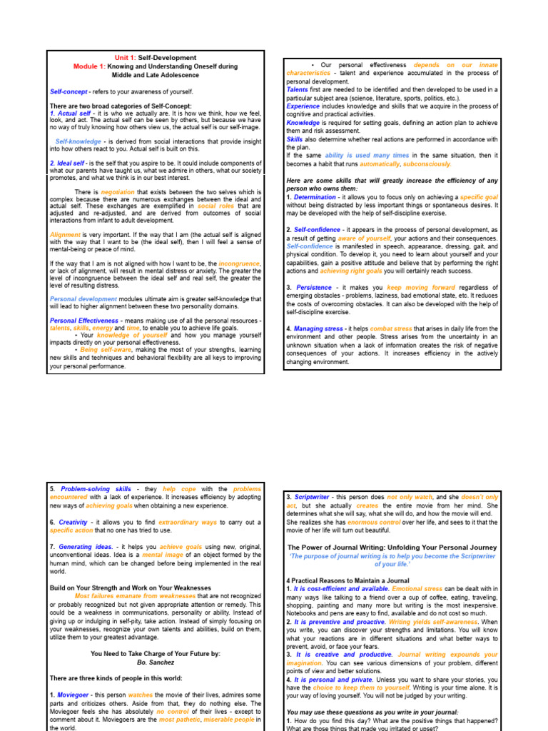 Self-Development in Adolescence Guide | PDF | Career & Growth