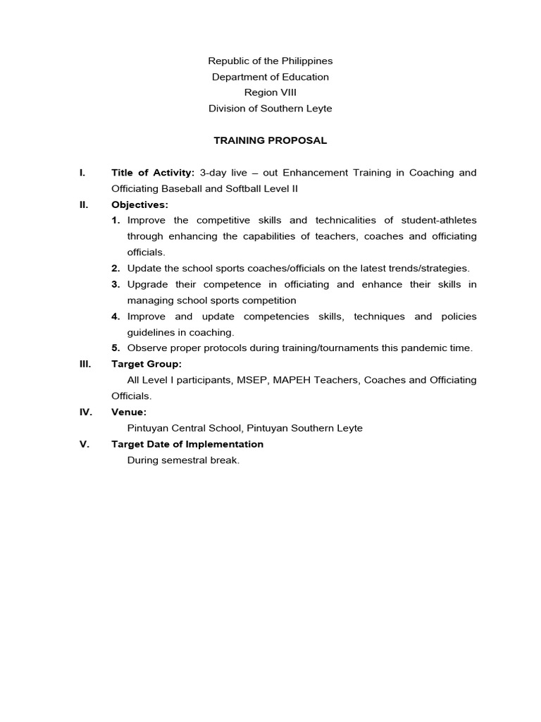 Training Proposal | PDF