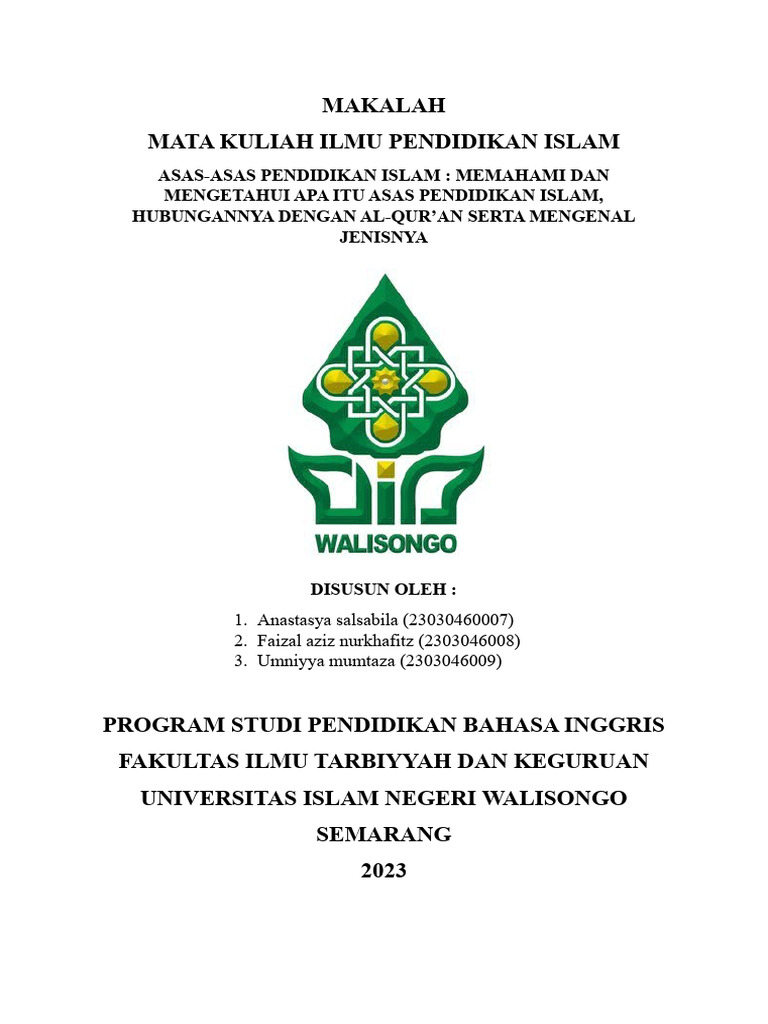 Asas-Asas Pendidikan Islam (Indo Version) | PDF Asas-Asas Pendidikan Islam (Indo Version) | PDF