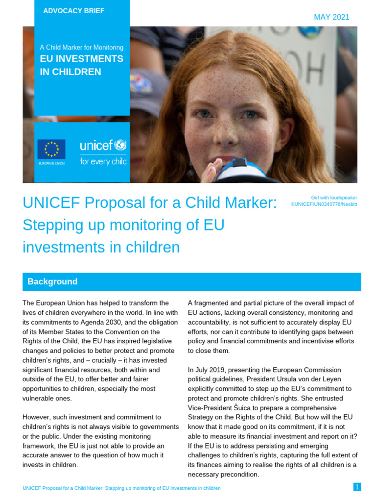 A UNICEF Proposal For A Child Marker | PDF | European Union | Wash