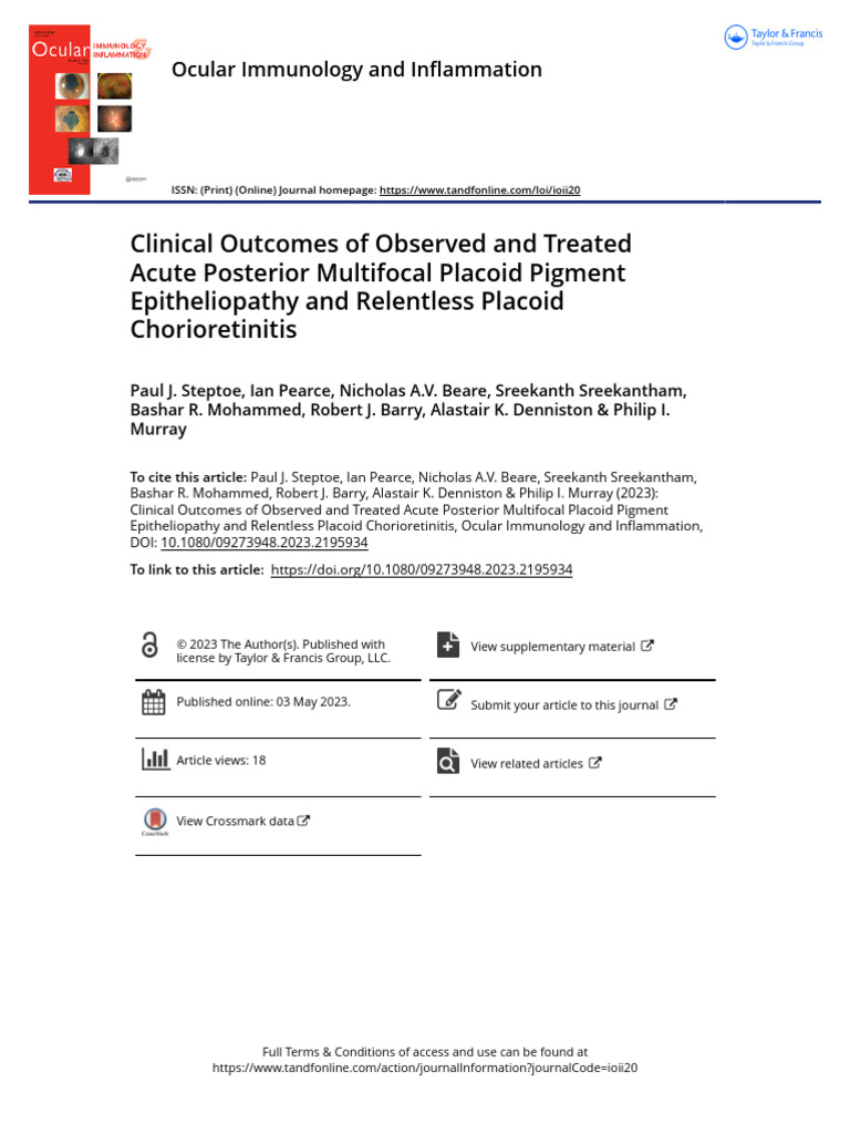 Clinical Outcomes of Observed and Treated Acute Posterior Multifocal ...