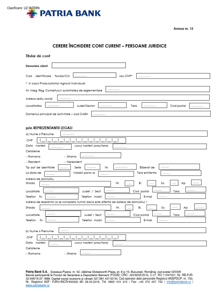 Anexa 15 Cerere Inchidere Cont | PDF