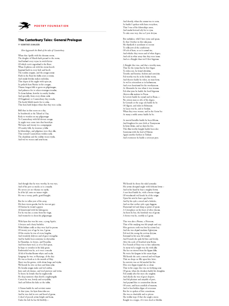 Canterbury Tales: General Prologue | PDF