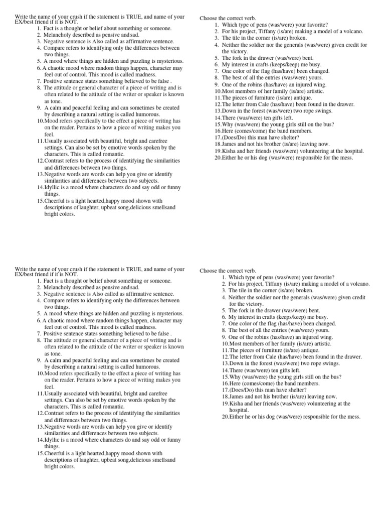 Tone and Mood Quiz | PDF | Mood (Psychology) | Mental Health