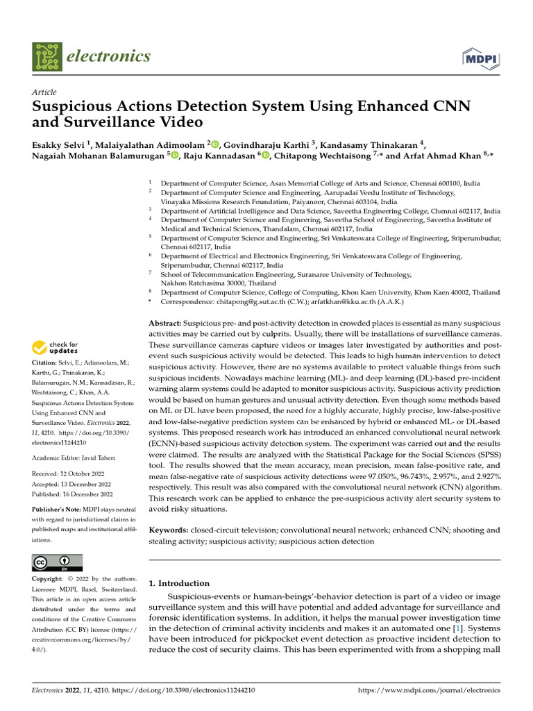 Suspicious Actions Detection System Usin Pdf Computing Applied