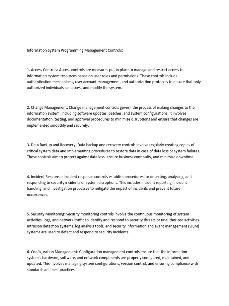 Information System Programming Management Controls | PDF | Computer ...