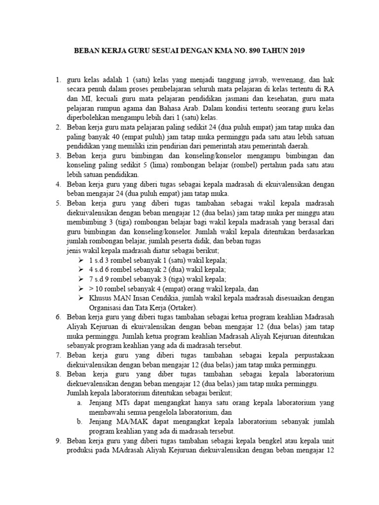 Beban Kerja, Kma 890 2019 | PDF | Karier & Perkembangan
