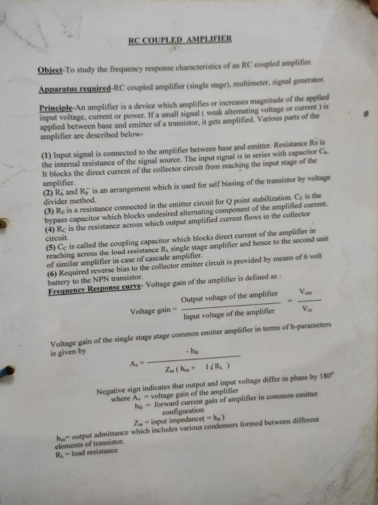 RC Couple Amplifier | PDF | Amplifier | Capacitor