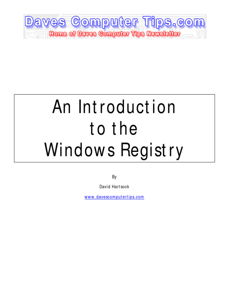 An Introduction To The Windows Registry Pdf Windows Registry Software 