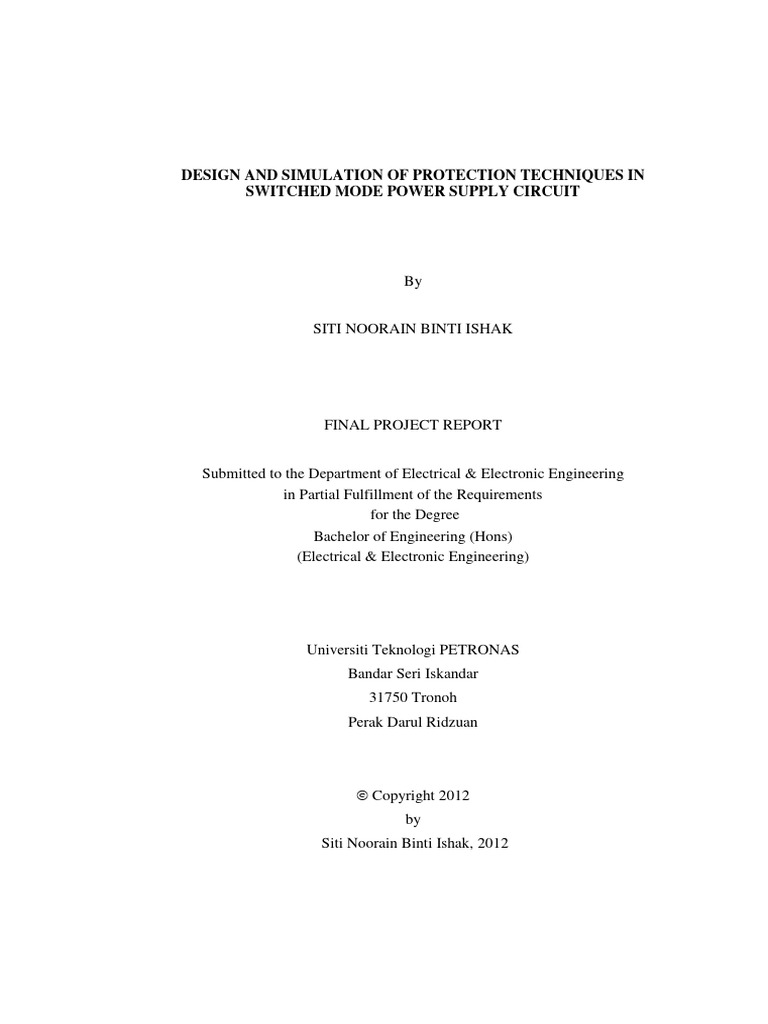 Design and Simulation of Protection System in Switched Mode Power ...