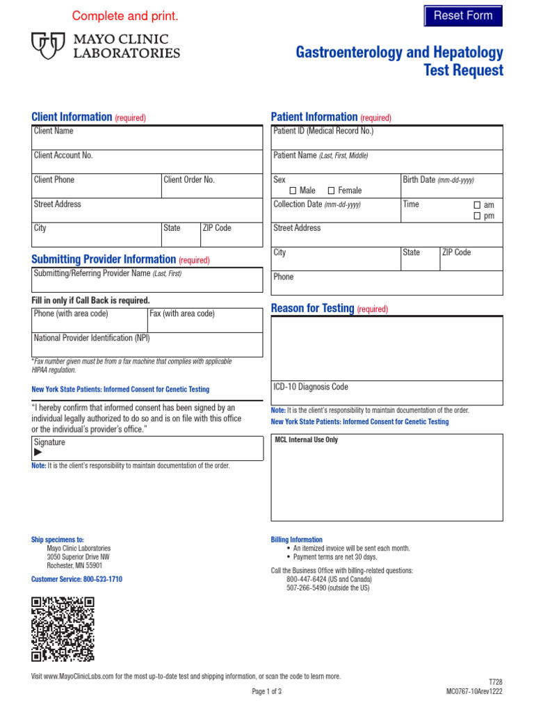 Gastroenterology and Hepatology Test Request | PDF | Hepatitis ...