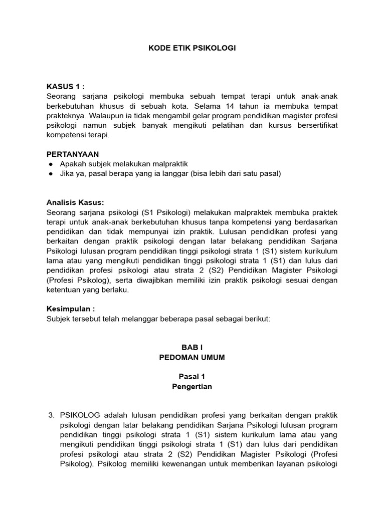 KODE ETIK PSIKOLOGI - Tugas ASN2 | PDF