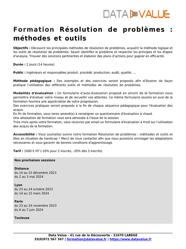 Formation en Résolution de Problèmes | PDF | Pédagogie