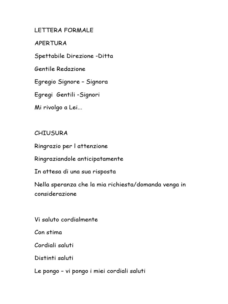 Lettera Formale | PDF