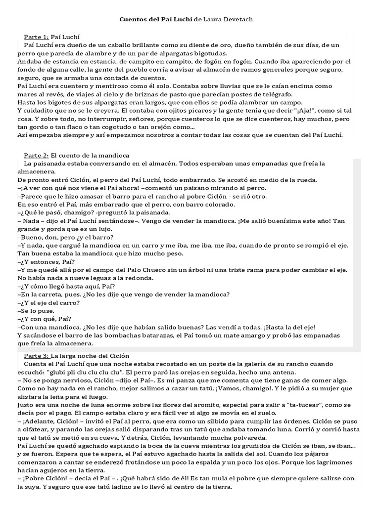 F - Cuentos Del Paí Luchí de Laura Devetach | PDF | Novela negra ...