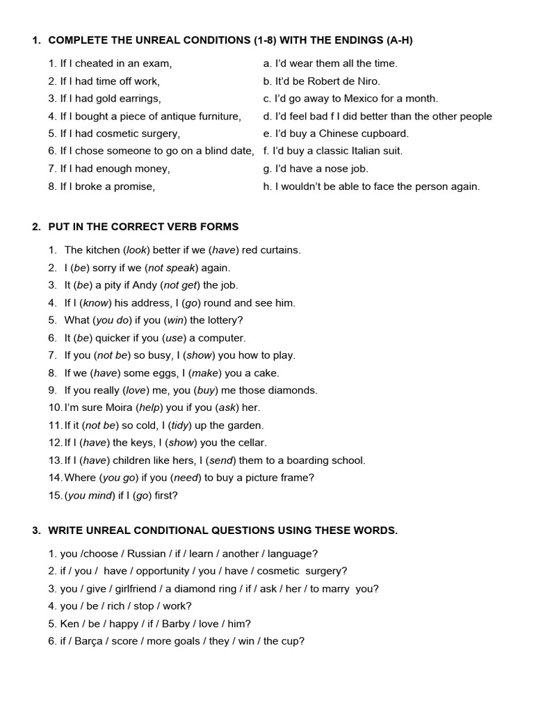 Ejercicios Second Conditional | PDF