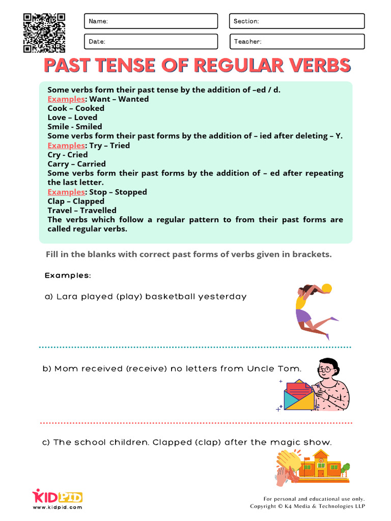 Past Tense of Regular Verbs Printable Worksheets For Grade 2 | PDF ...