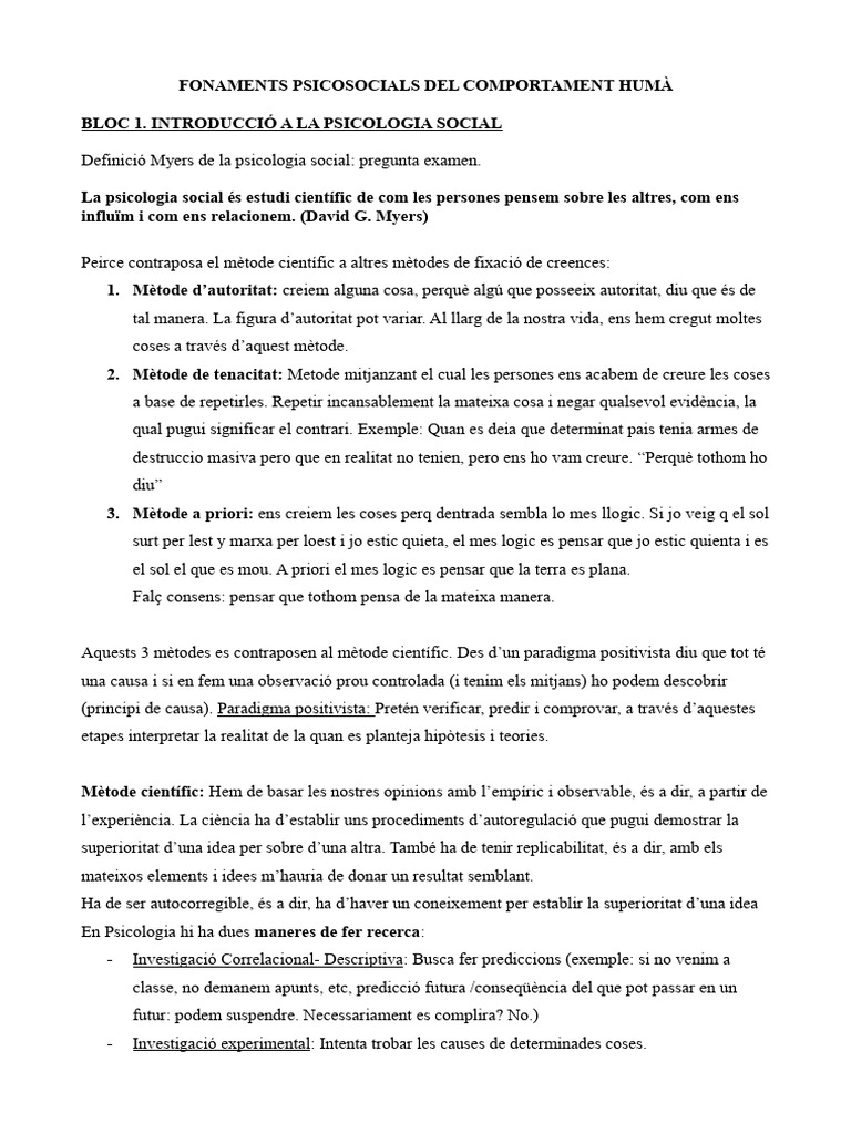 Fonaments Psicosocials Del Comportament Huma - DeFINITIVO | PDF