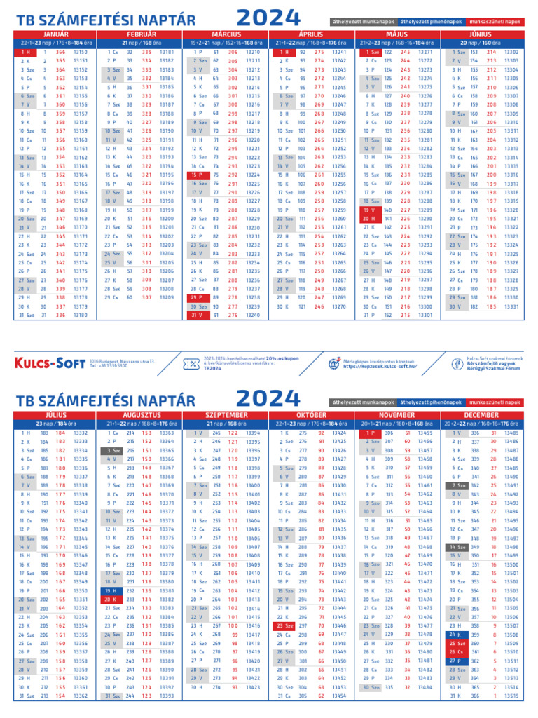 Kulcs-Soft TB Naptár FEHÉR 2024 v05 - Online | PDF