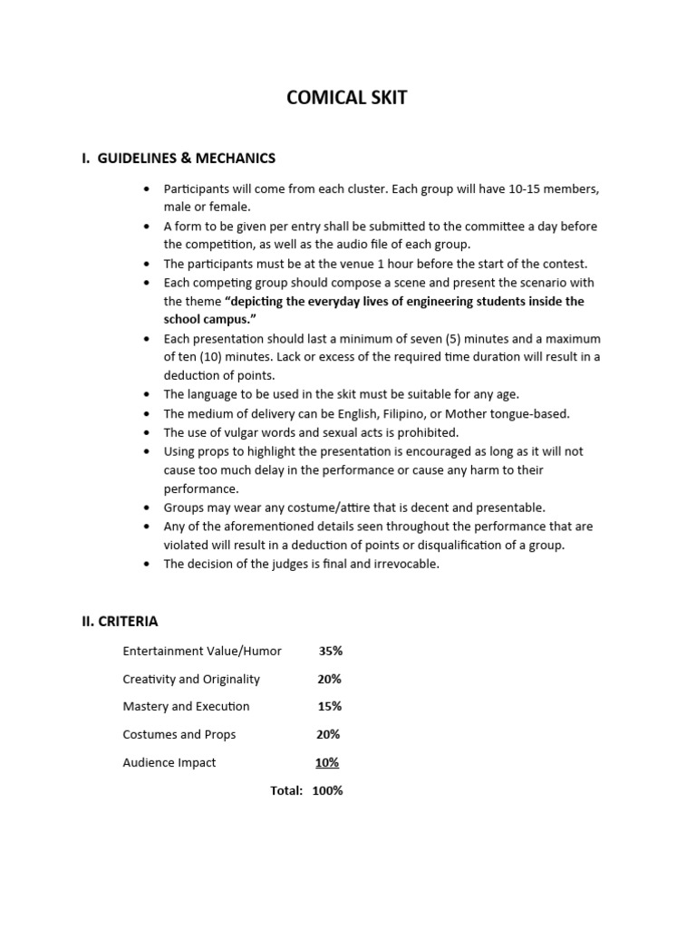Comical Skit Mechanics | PDF