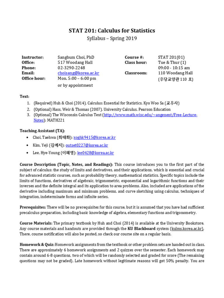 STAT201 | PDF | Calculus | Integral