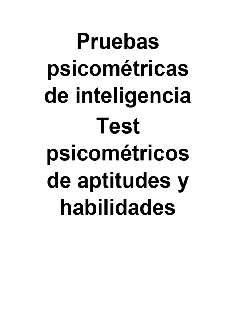 Pruebas Psicométricas de Inteligencia | PDF