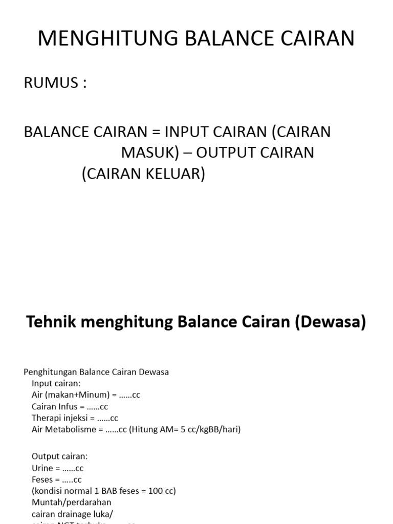 Menghitung Balance Cairan | PDF
