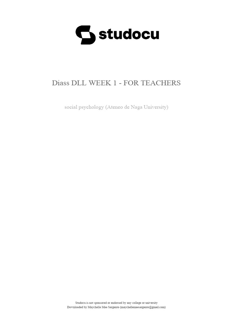 Diass DLL Week 1 For Teachers | PDF | Social Sciences | Science