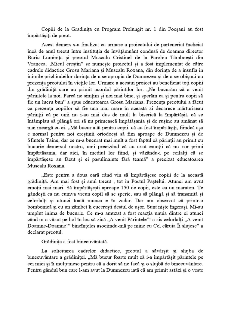 Articol Ziar Impartasit Copiii Martie '23 | PDF