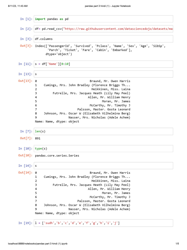 Pandas Part 3 Hindi | PDF