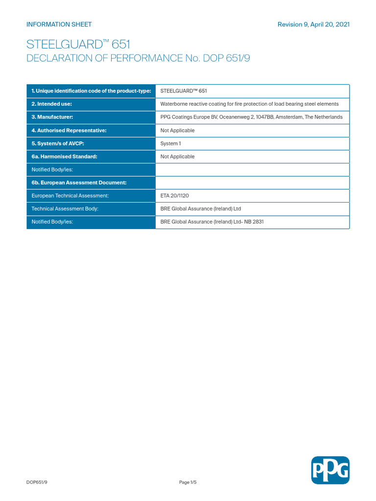 PPG PMC Steelguard 651 Dop Apr2021 Emea en | PDF | Legal Liability | Common Law