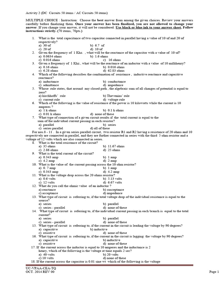 Activity 2 (DC & AC Circuits) | PDF | Series And Parallel Circuits ... Activity 2 (DC & AC Circuits) | PDF | Series And Parallel Circuits ...