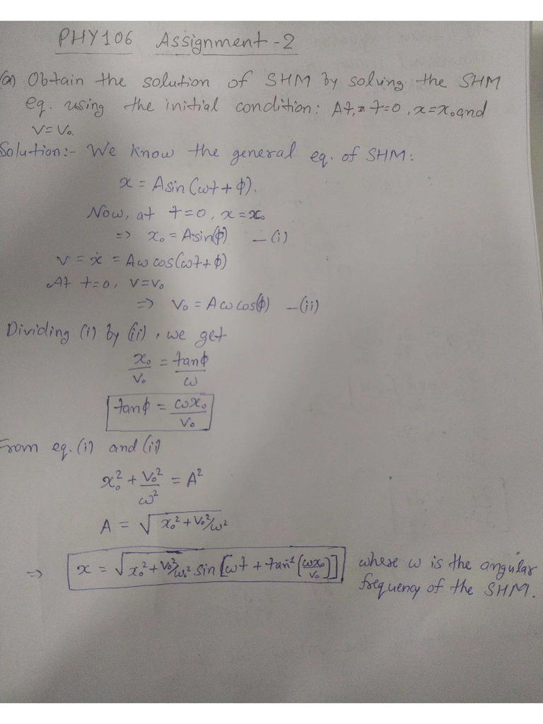 PHY 106 Assignment 2 Solutions | PDF